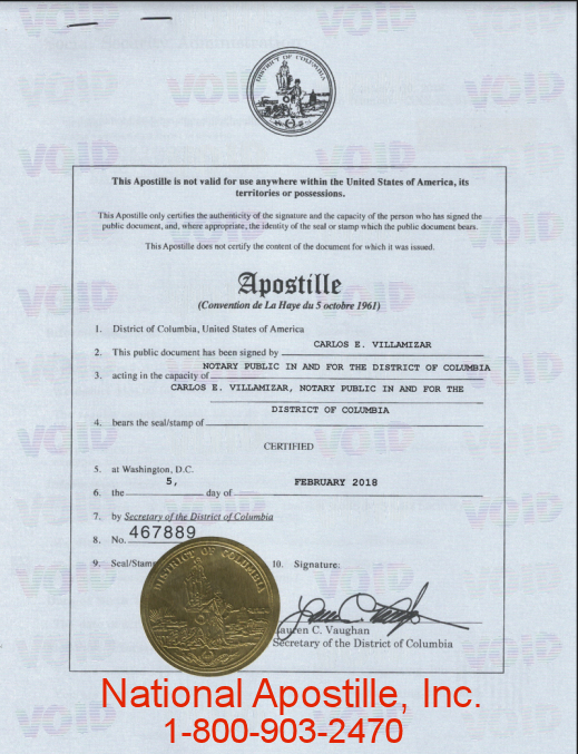 US Department of State Apostille – Page 2