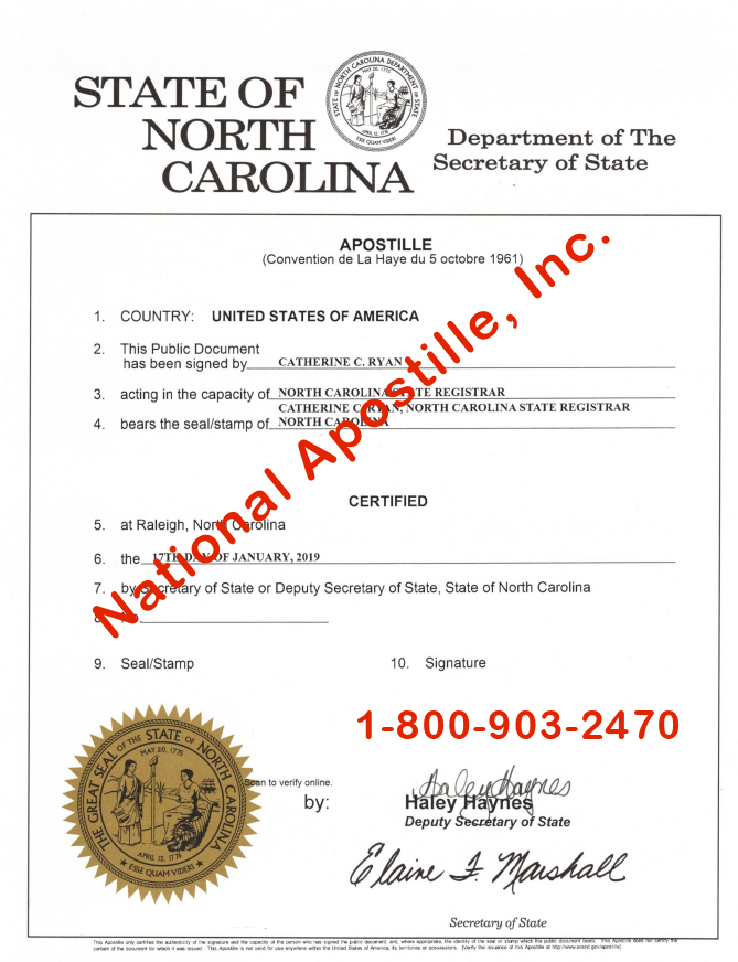 North Carolina Apostille Example North Carolina Apostille Example